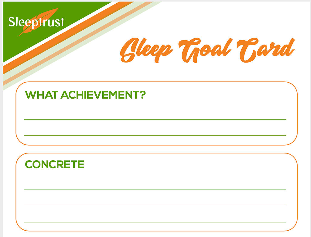 Sleep Goal Card - Sleeptrust